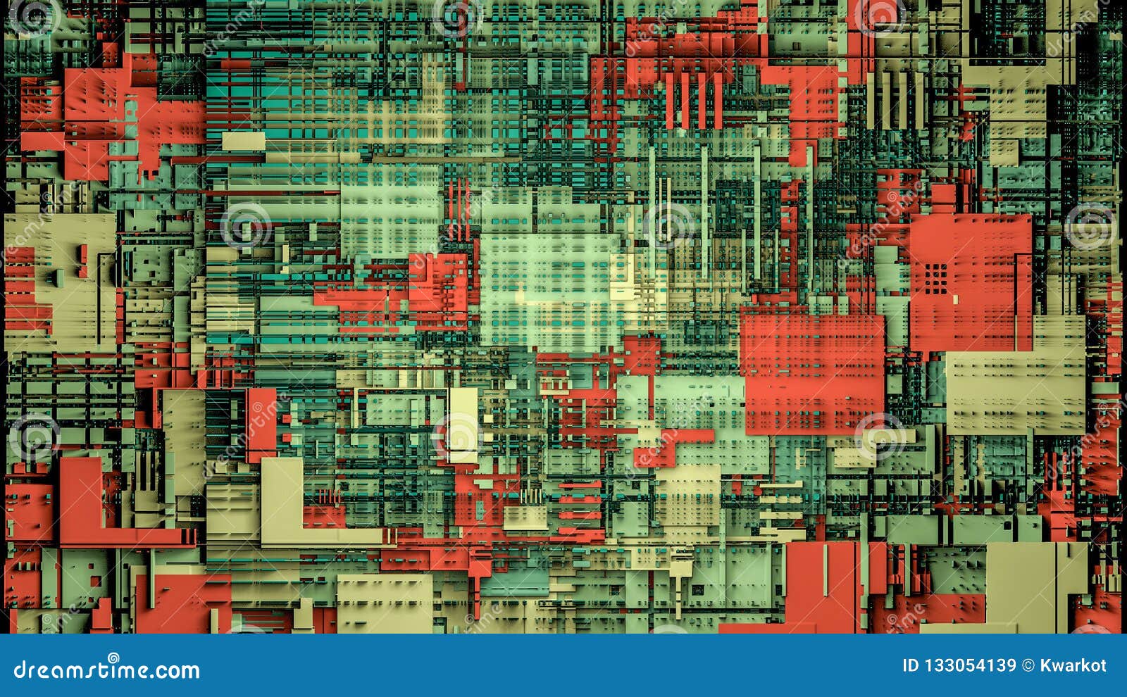 Technology Surface with a Lot of Details. Simple Geometry Shapes ...