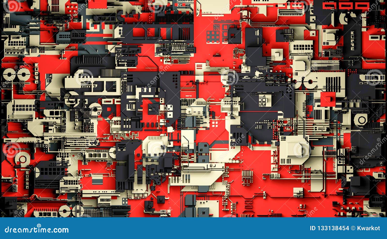 Technology Surface with a Lot of Details. Simple Geometry Shapes ...