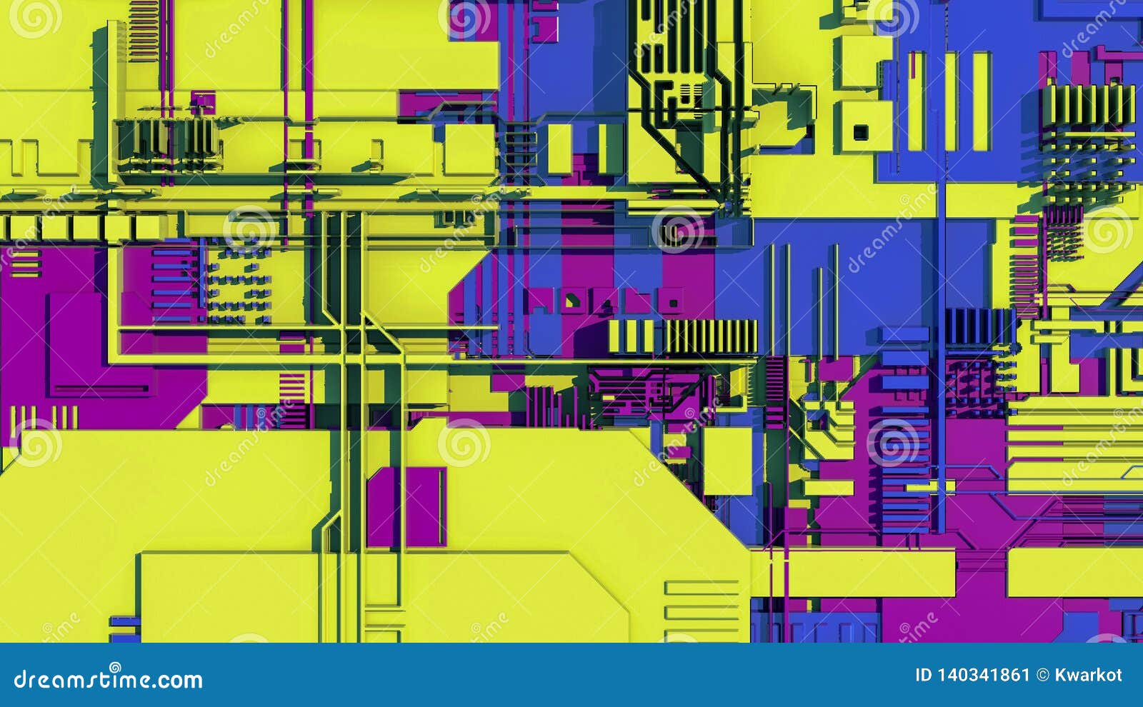 Technology Surface with a Lot of Details. Simple Geometry Shapes ...