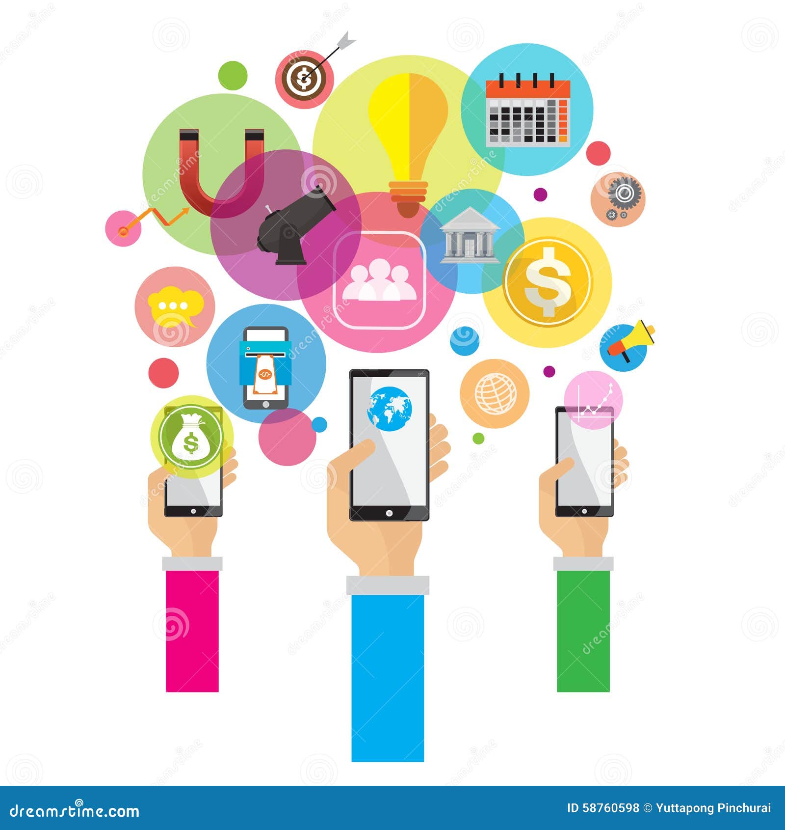 Technology Symbol Hand Transfer Money Set Vector Stock Vector ...