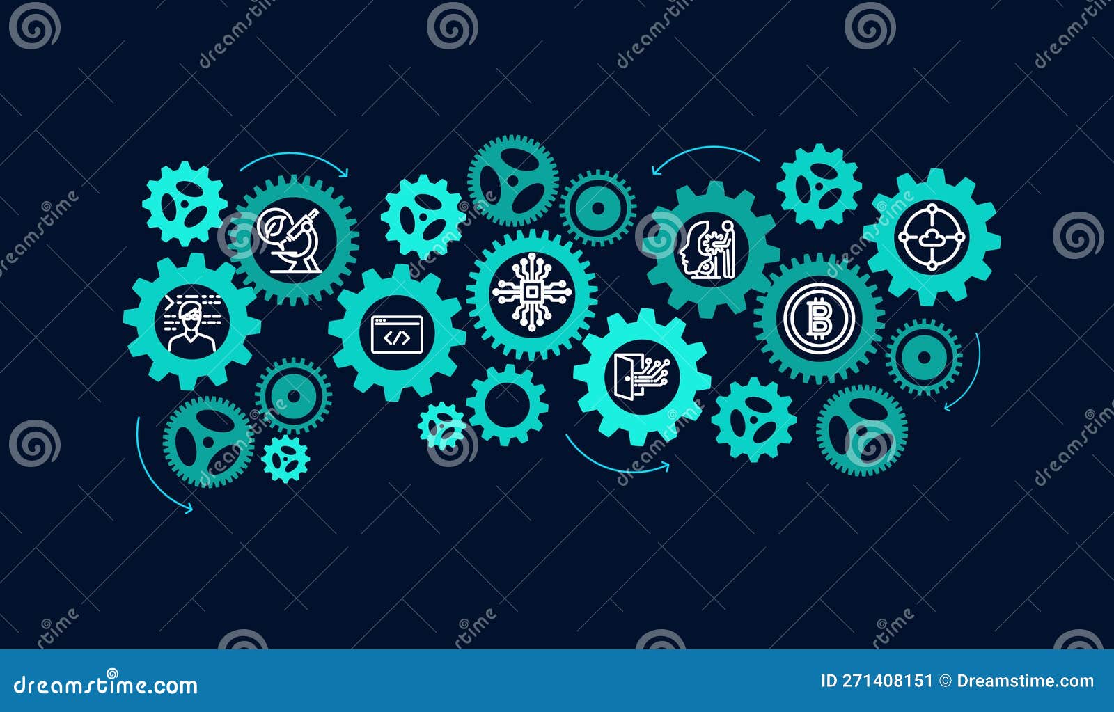 Technology System Management and Working AI Process Concept on Dark ...