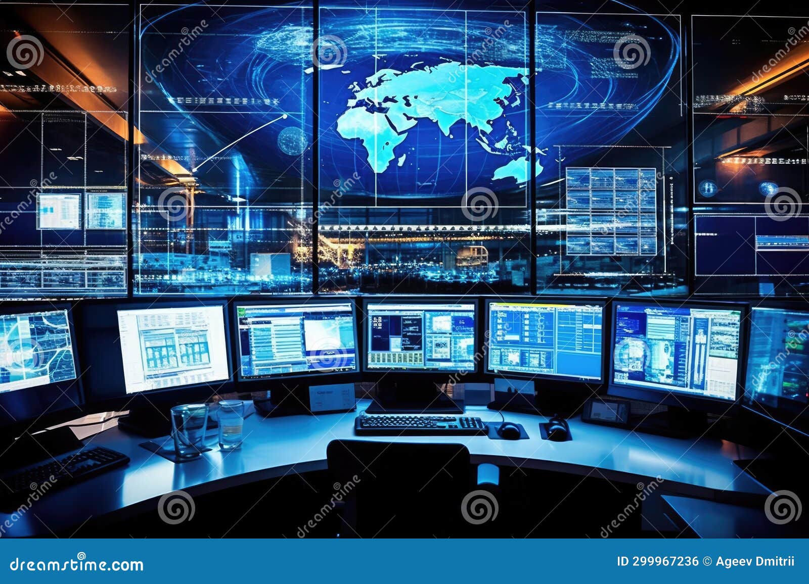 Technology System Monitoring Networking Computer Room Display Control ...