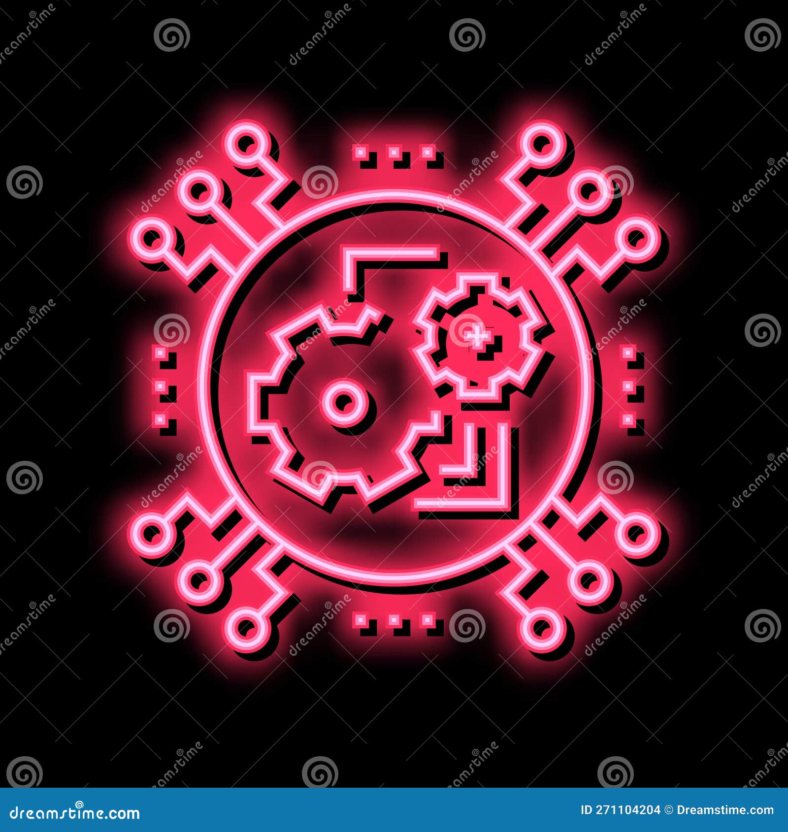 Technology System Neon Glow Icon Illustration Stock Vector ...