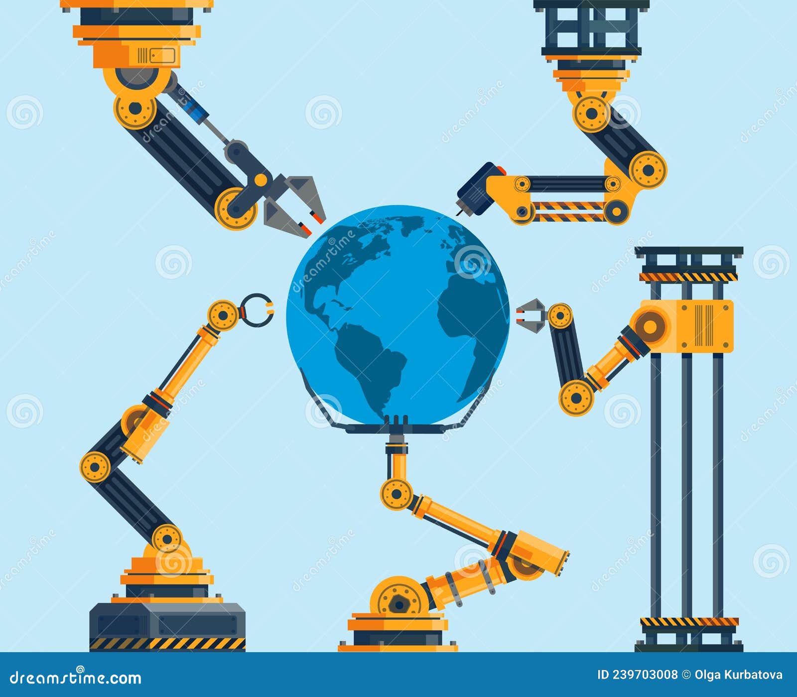 Technology Is Taking Over The World. Robot Hands And Planet Earth ...