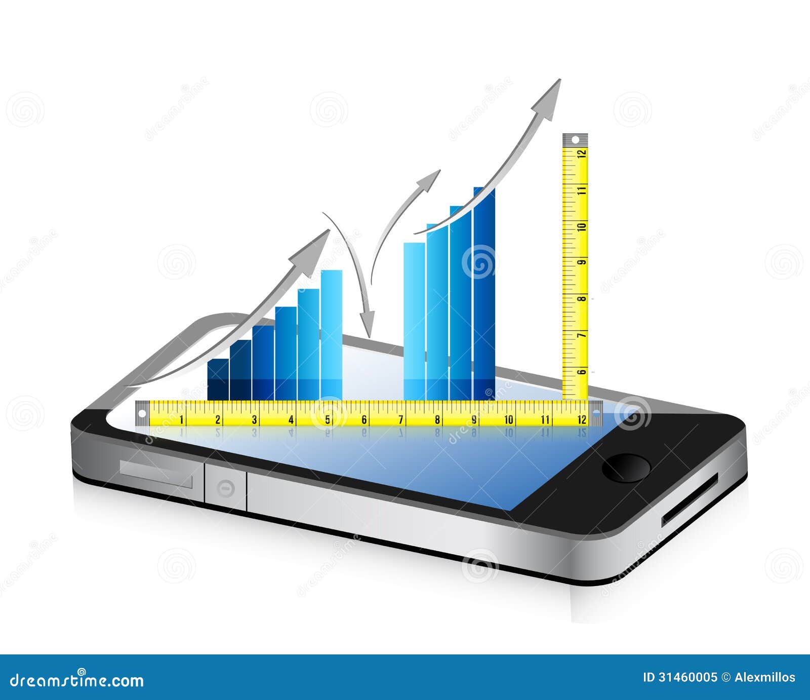 Technology Tape Measure Bar Graph Concept Stock Illustration ...