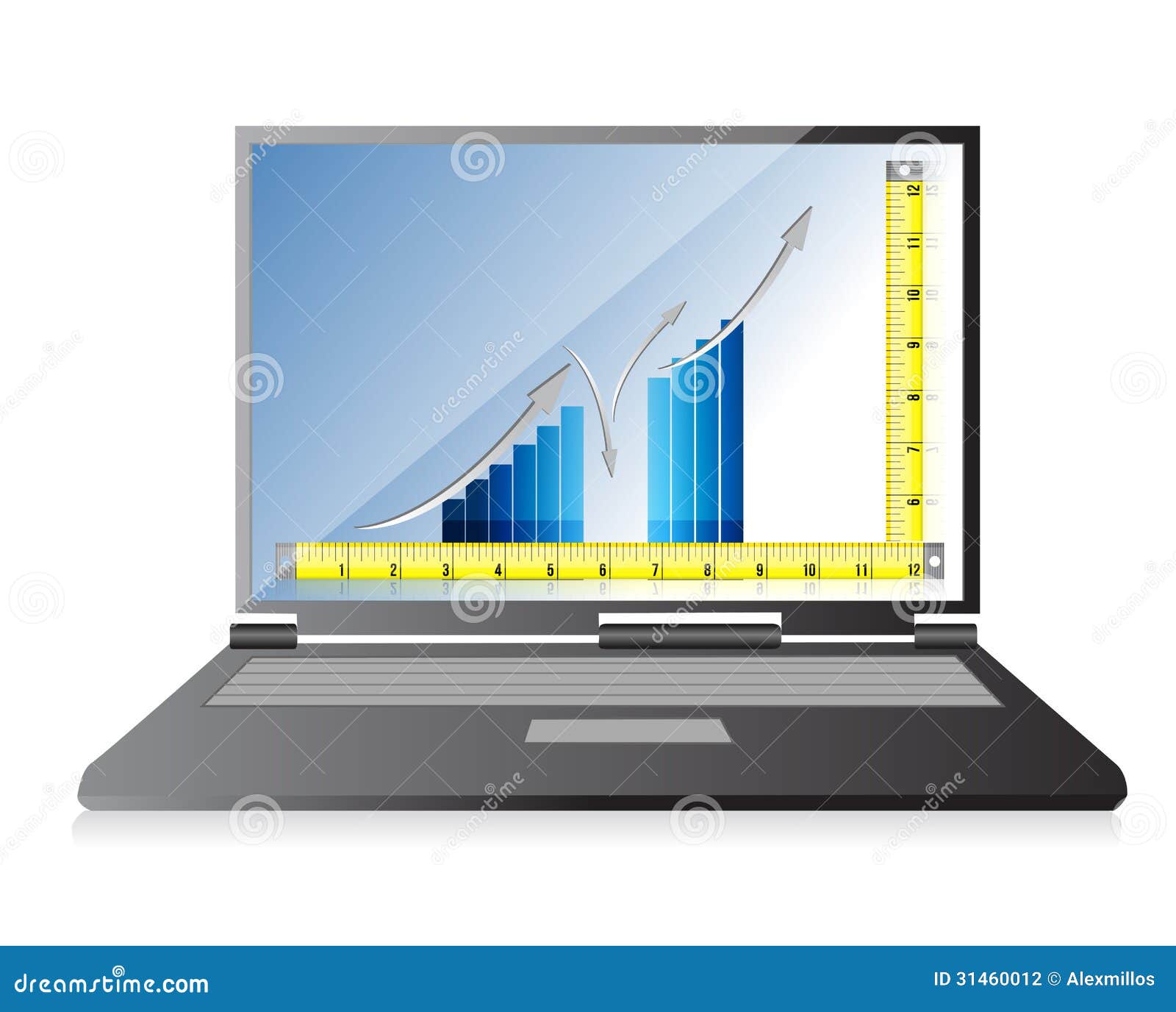 Technology Tape Measure Bar Graph Concept Stock Illustration ...