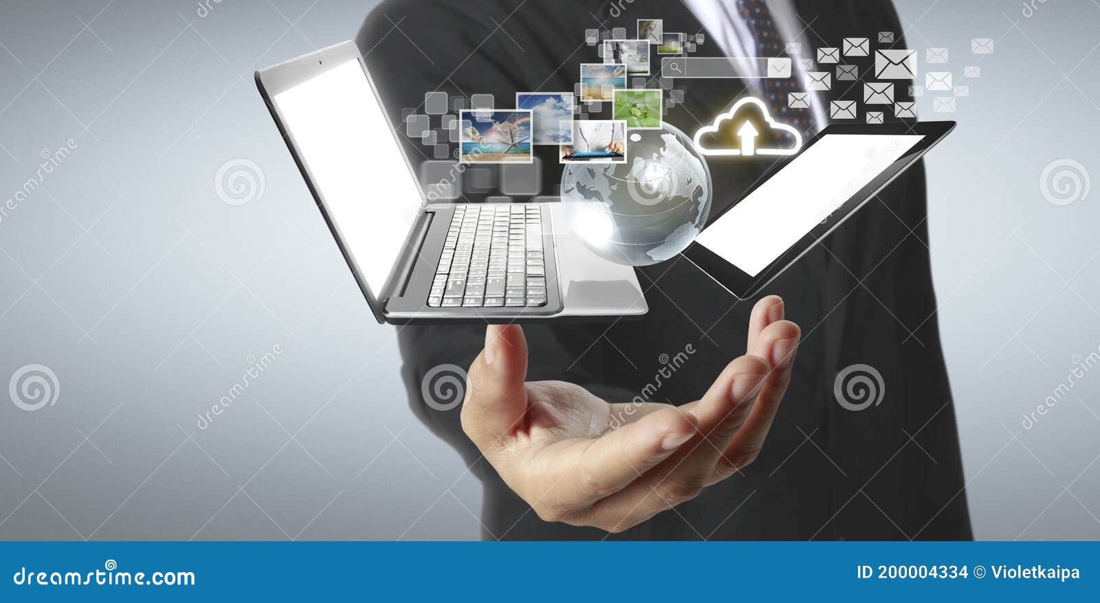 Technology Tech Devices Connected To Each Other in Hands Stock Photo ...