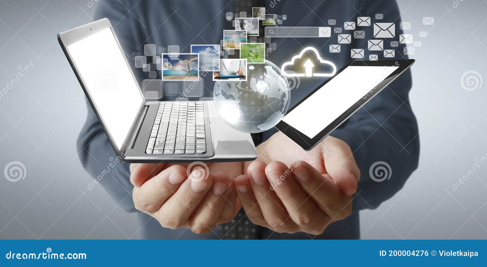 Technology Tech Devices Connected To Each Other in Hands Stock Photo ...