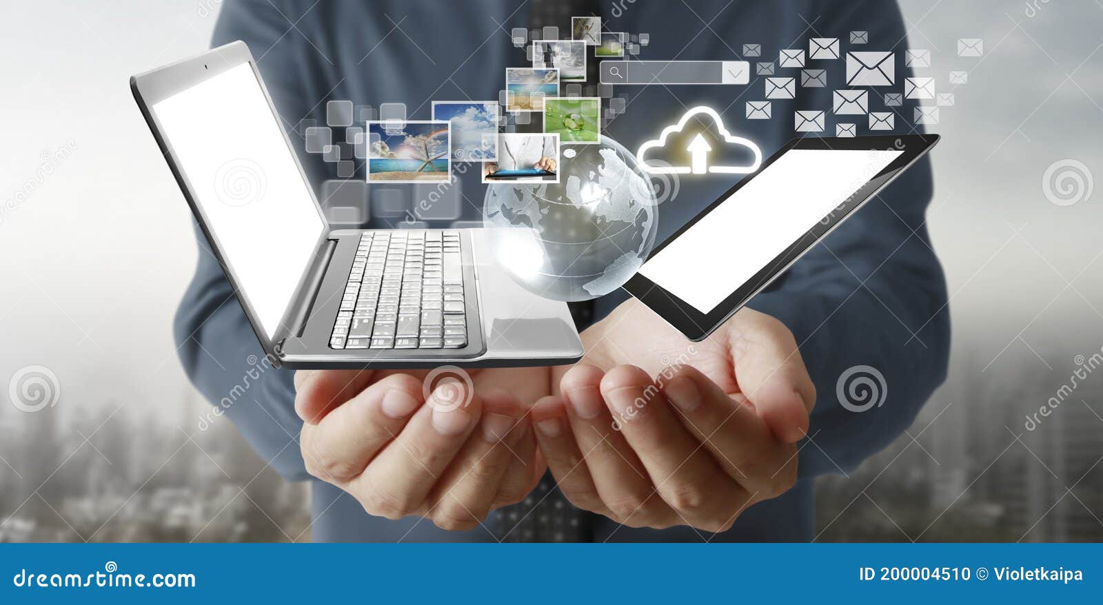 Technology Tech Devices Connected To Each Other in Hands Stock Photo ...