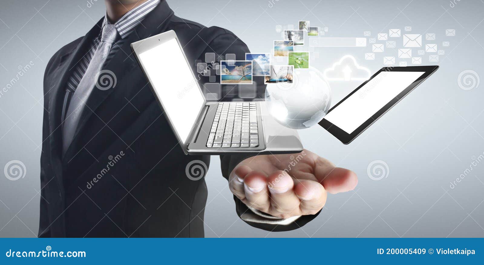 Technology Tech Devices Connected To Each Other in Hands Stock Image ...