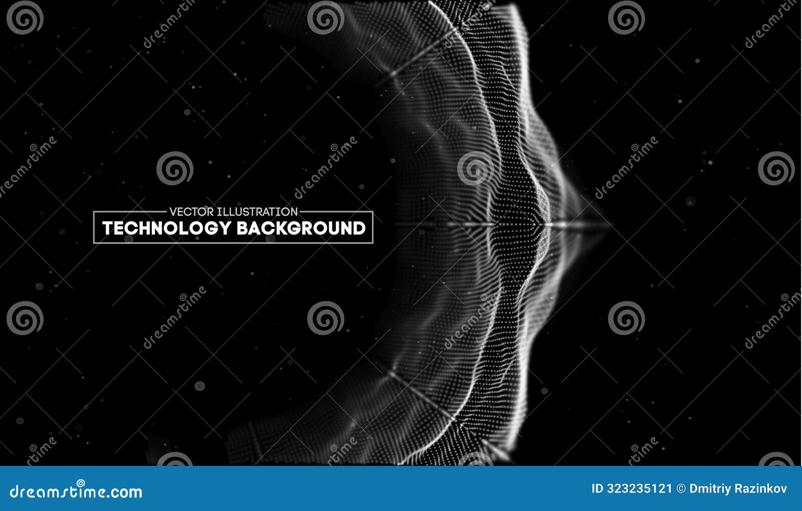 Black and White Technology Background with Wave Patterns Stock ...