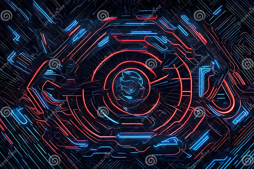 Technology-themed Abstract Background Featuring Blue and Red Lines ...