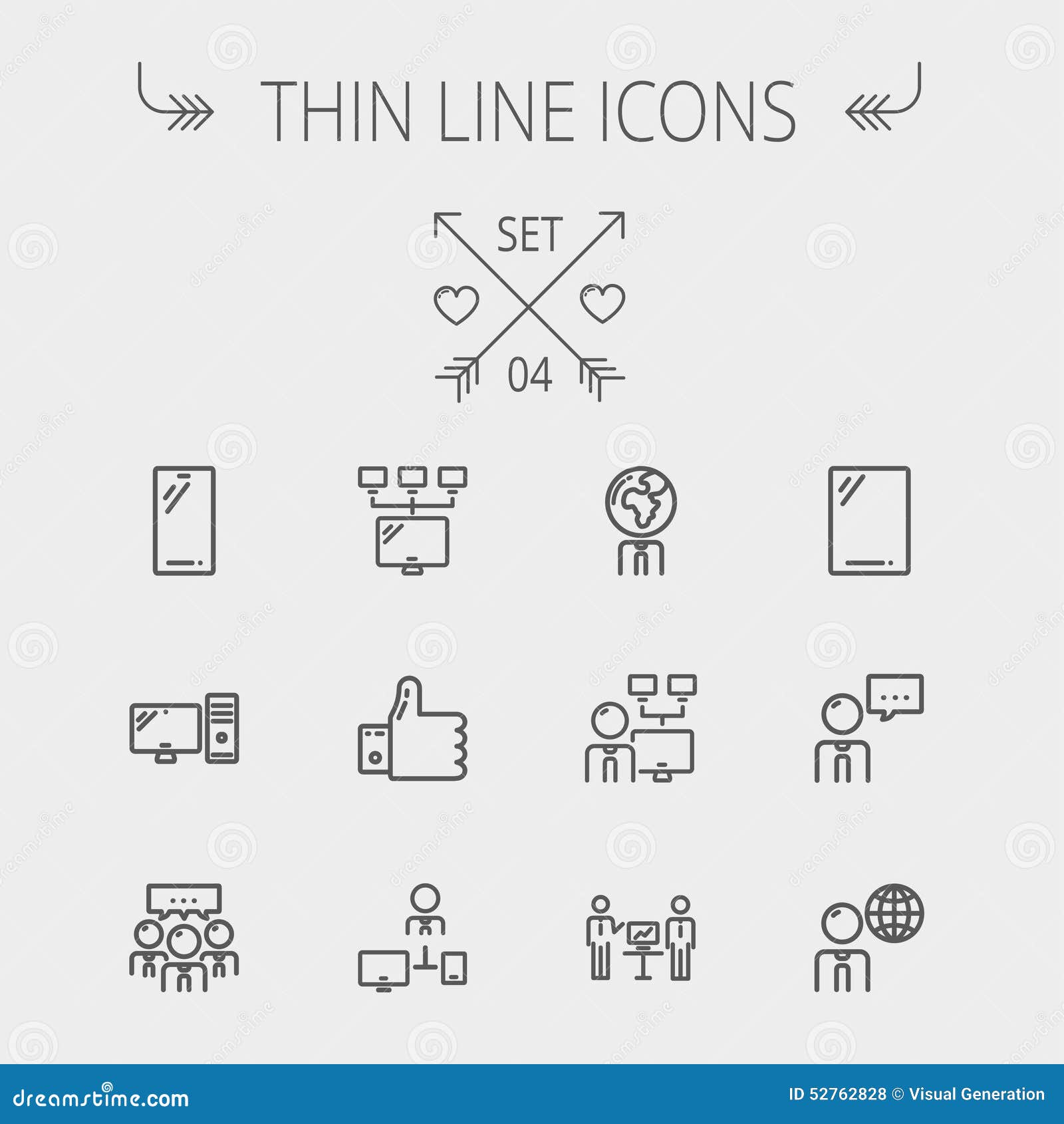 Technology Thin Line Icon Set Stock Vector - Illustration of design ...
