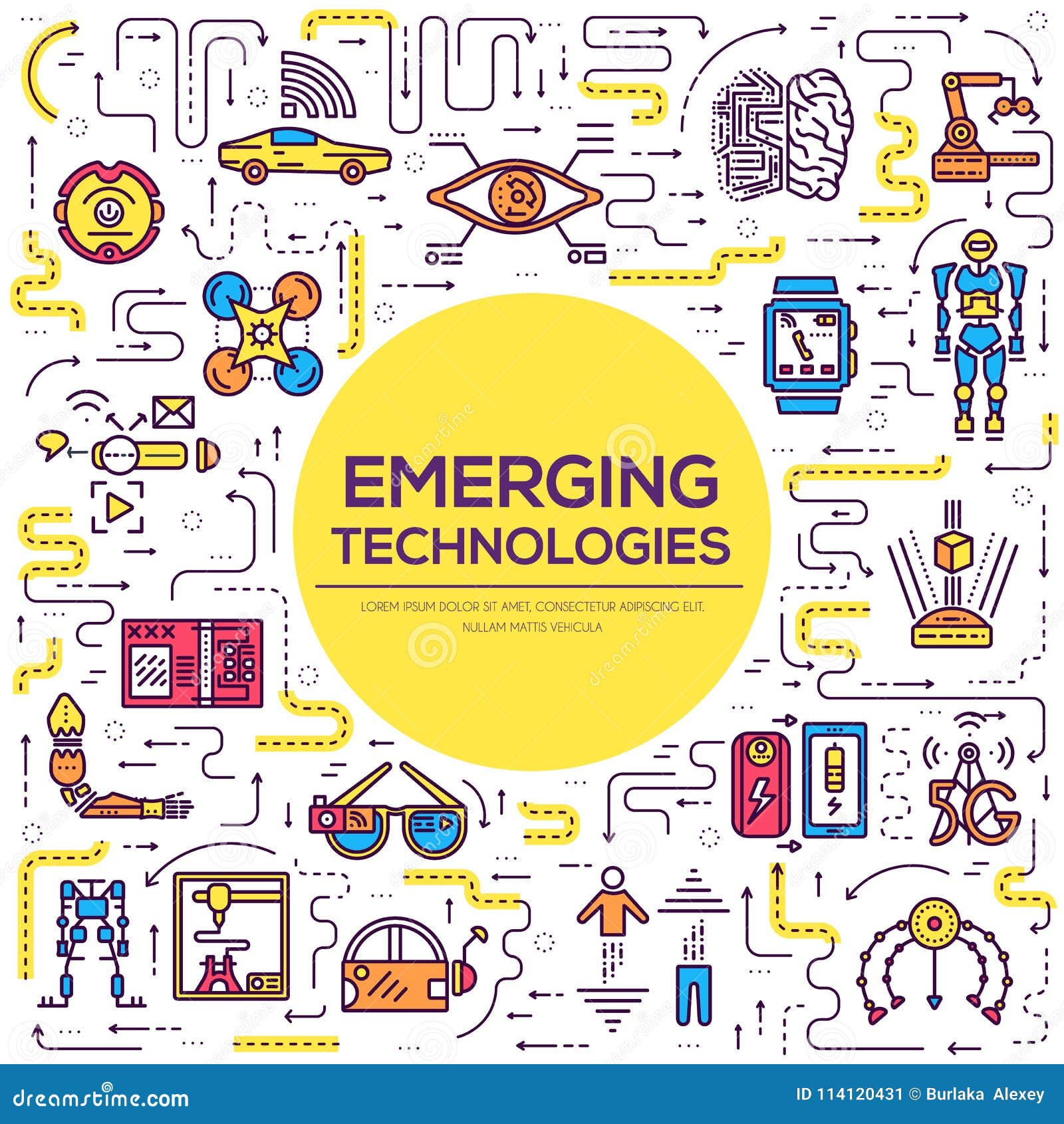 Technology Thin Line Icons Set. Automation Outline Artificial ...