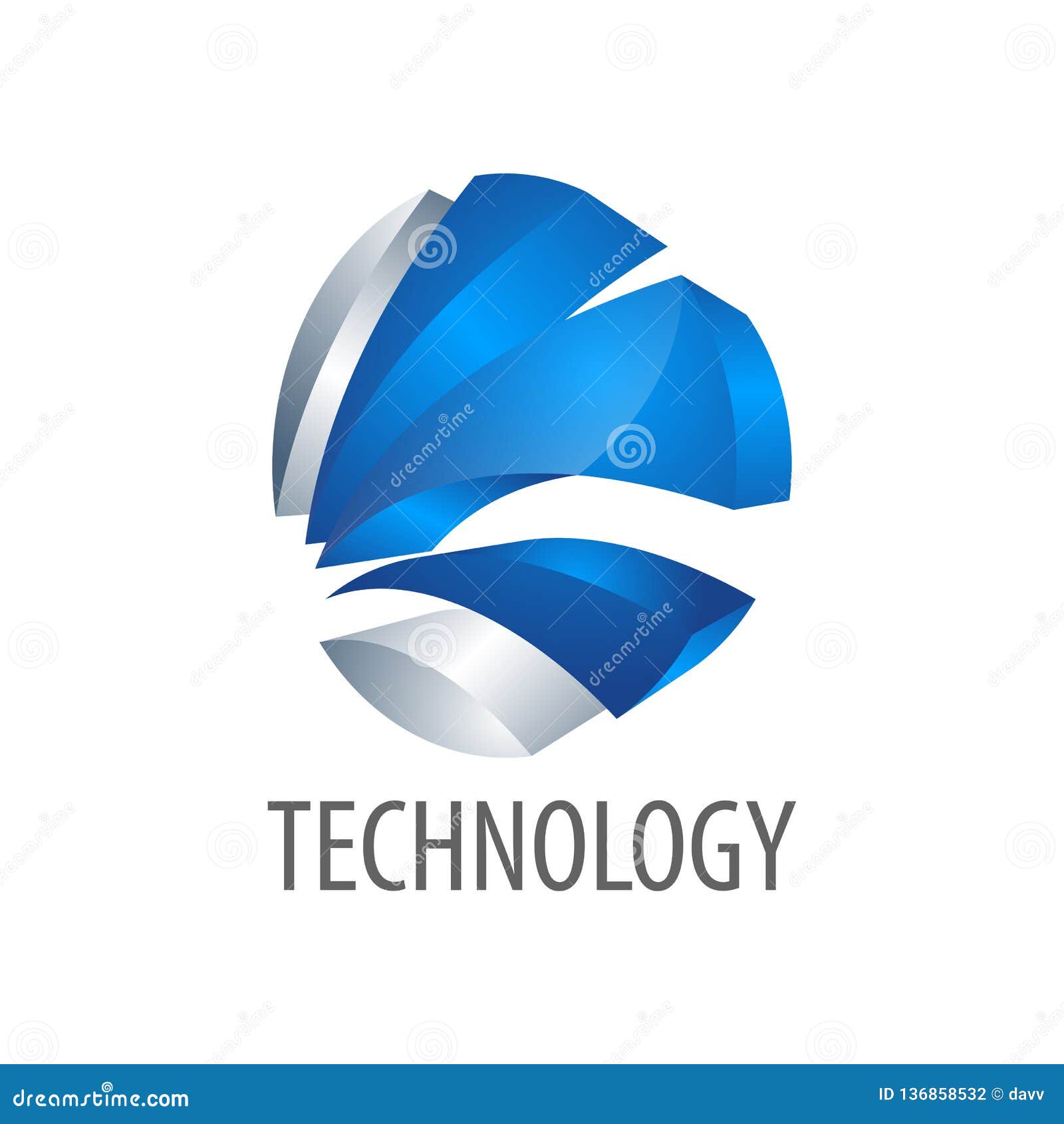 Technology Three Dimensional Style Logo Concept Design. Symbol Graphic ...