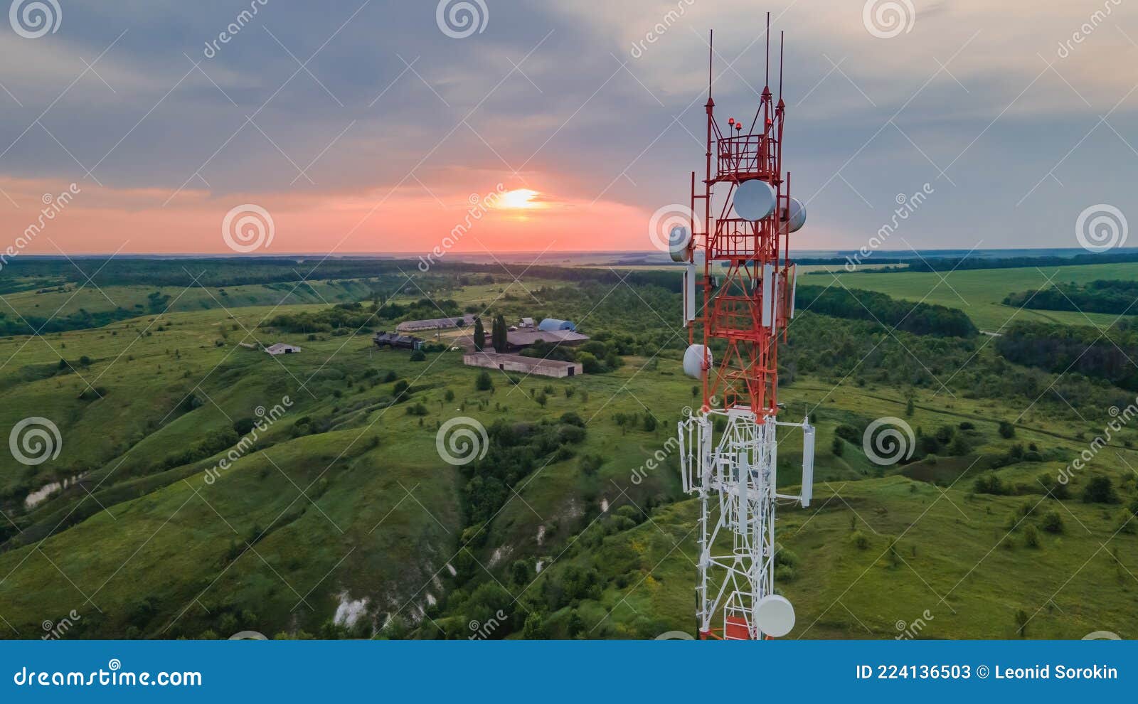 Technology on the Top of the Telecommunication GSM 5G and 4G Tower ...