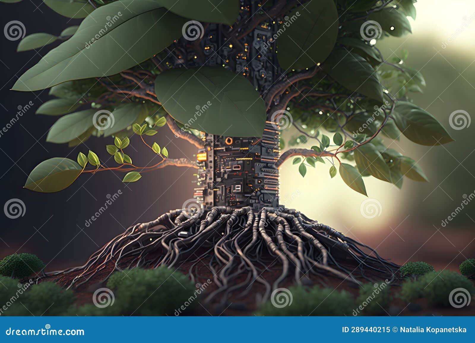 Technology Tree is Made of Chips and Wires. Concept of Innovation ...