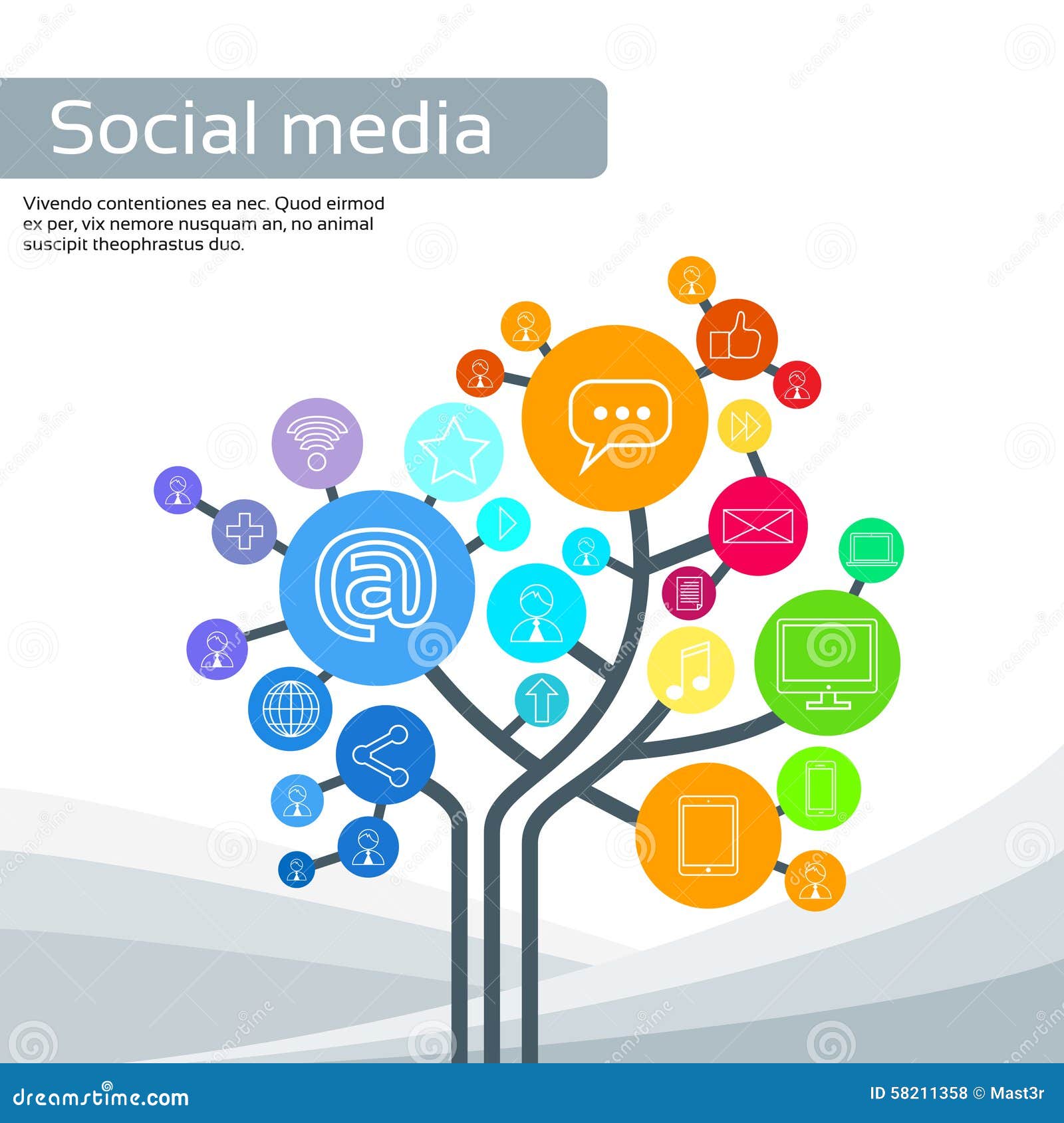 Technology Tree Social Media Icons Thin Line Logo Stock Vector ...