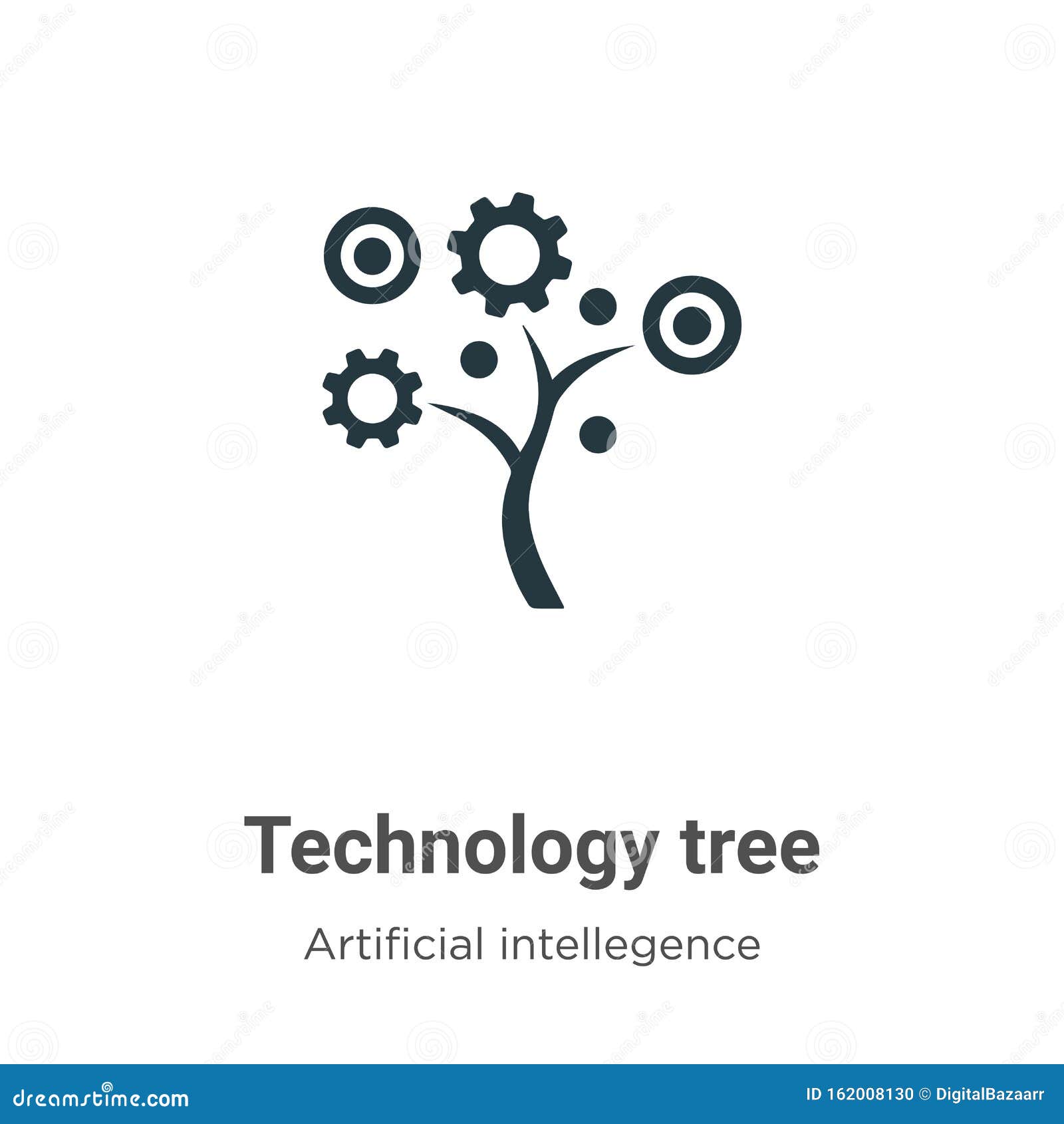 Technology Tree Vector Icon On White Background. Flat Vector Technology ...
