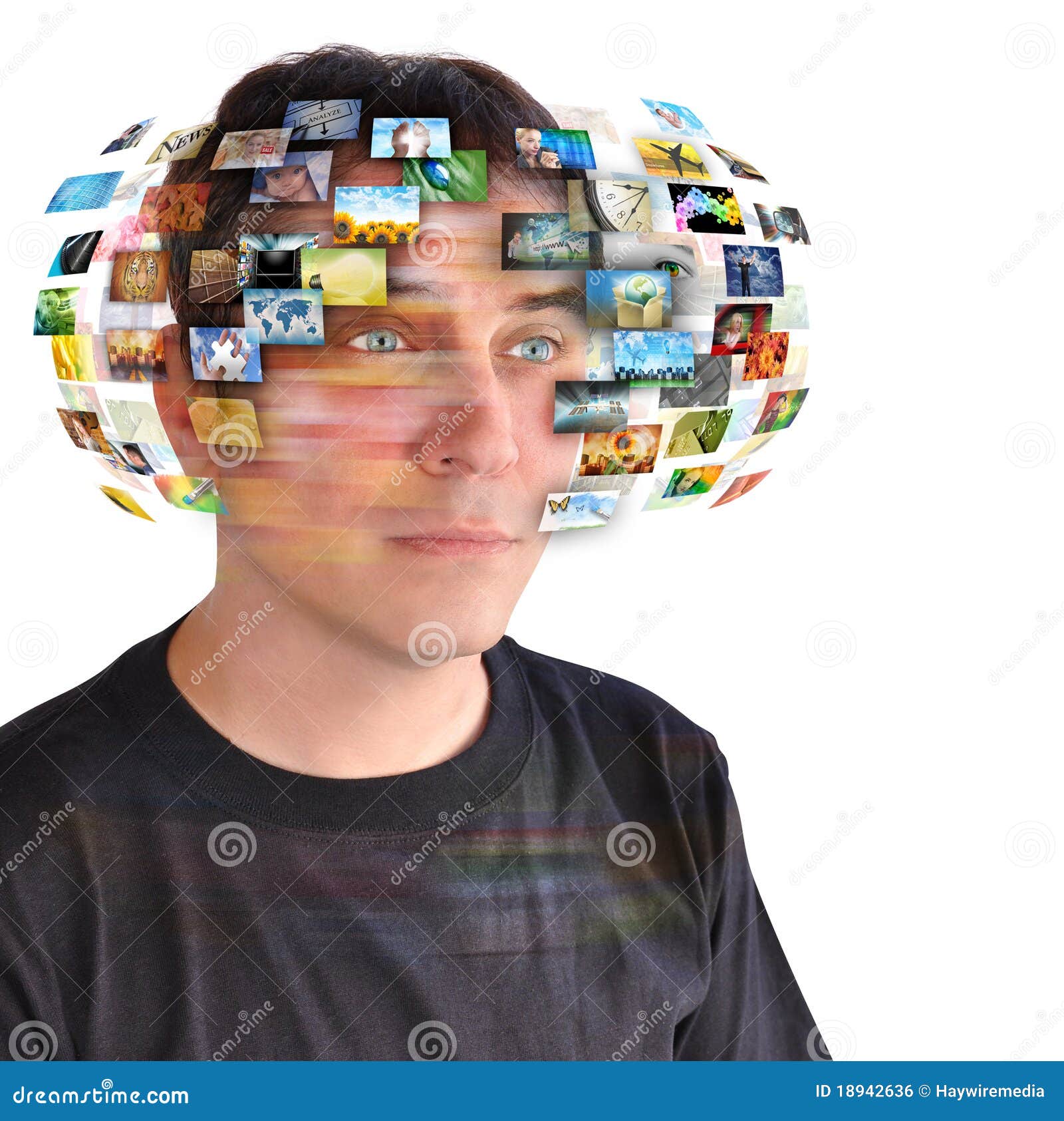 Technology TV Man with Images Stock Photo - Image of person, progress ...