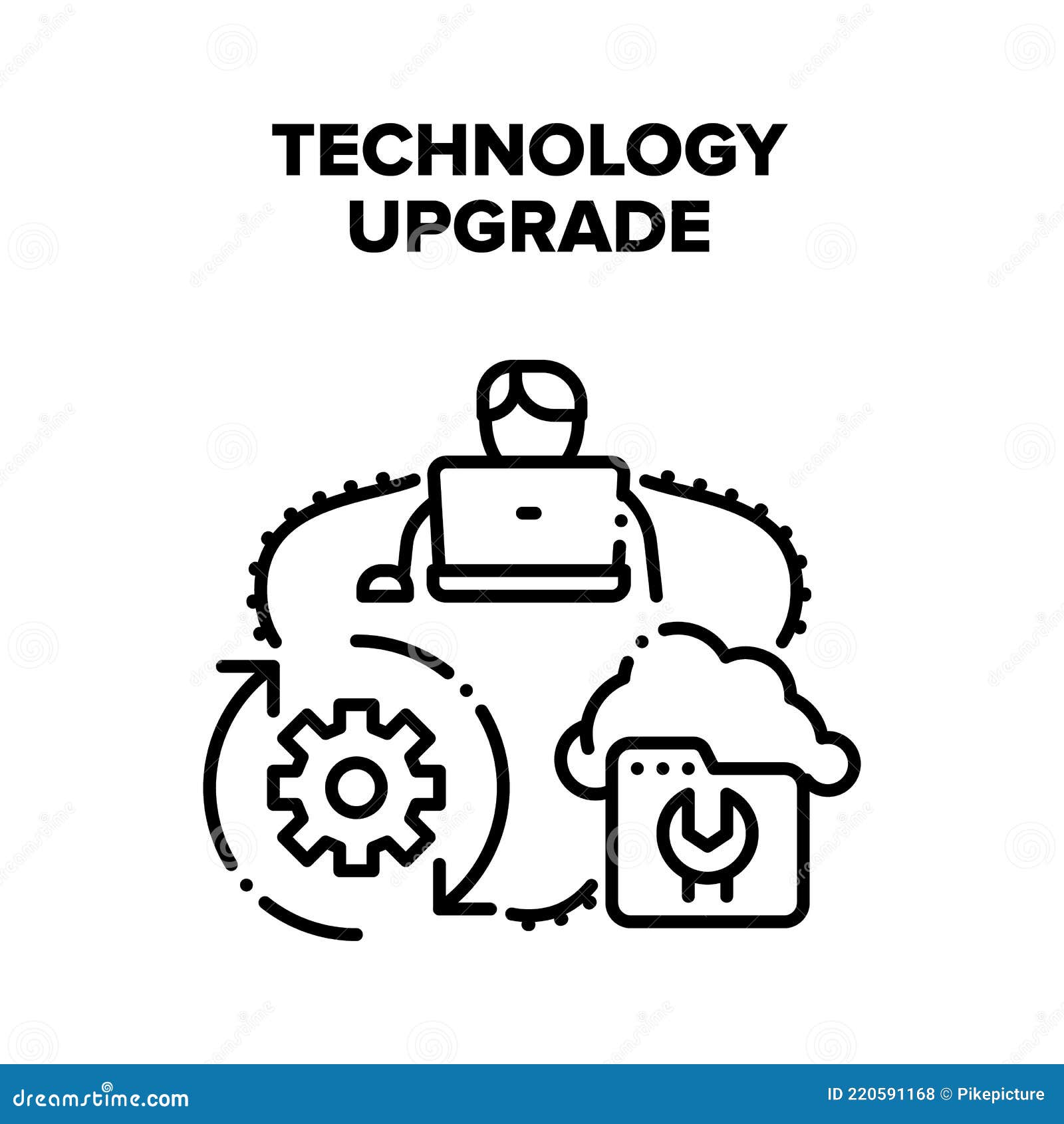 Technology Upgrade Process Vector Black Illustration Stock Vector ...