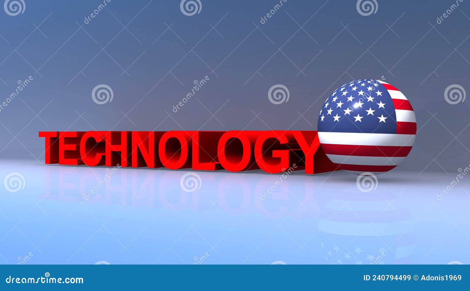 Technology and Usa Flag on Blue Stock Illustration - Illustration of ...