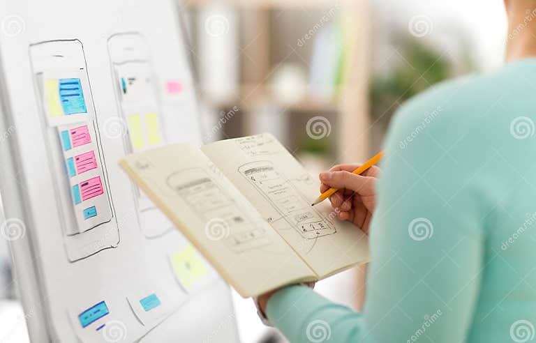 Ui Designer with User Interface Sketch in Notebook Stock Photo - Image ...