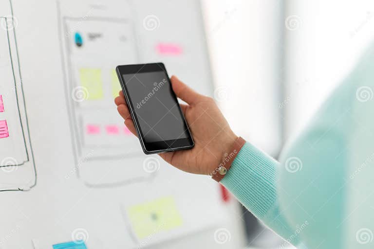 Ui Designer or Developer Hand Holding Smartphone Stock Image - Image of ...