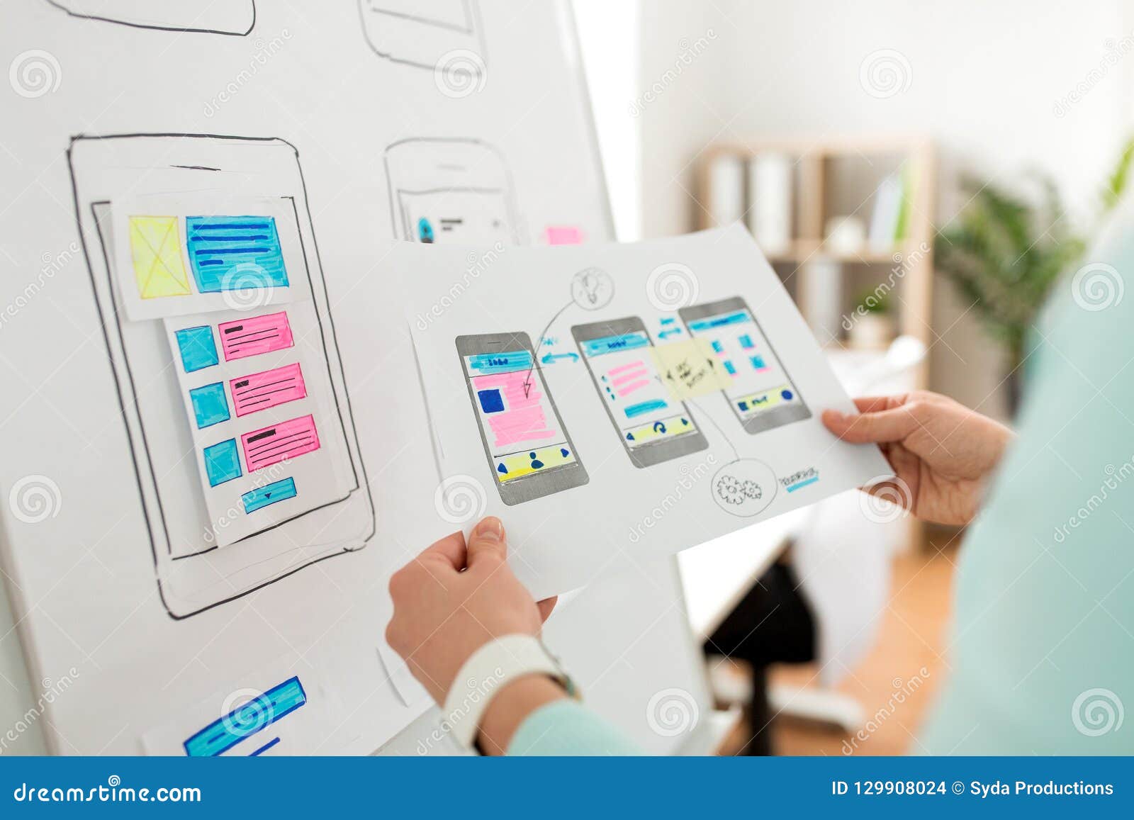Close Up of Ui Designer with Templates at Office Stock Photo - Image of ...