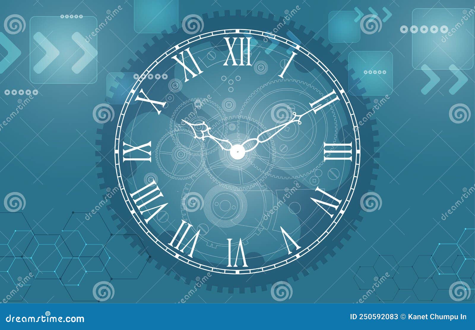 Technology Vector Background Abstract Analog Clock Concept Stock ...