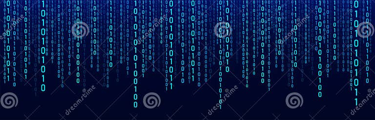 Technology Vector Binary Code. Random Falling Digits on Screen. Hacked Software. Matrix Sciense ...