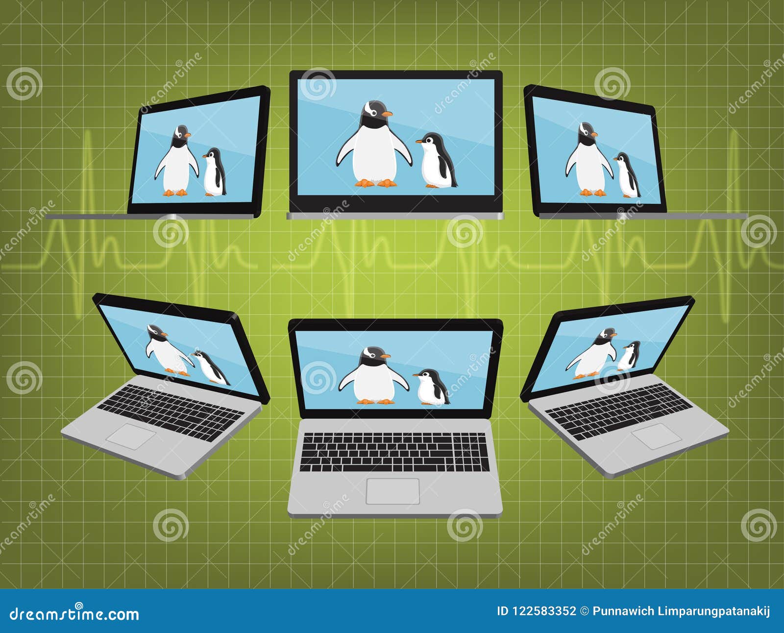 Perspective Laptop Computer Six Angle Vector Stock Vector ...