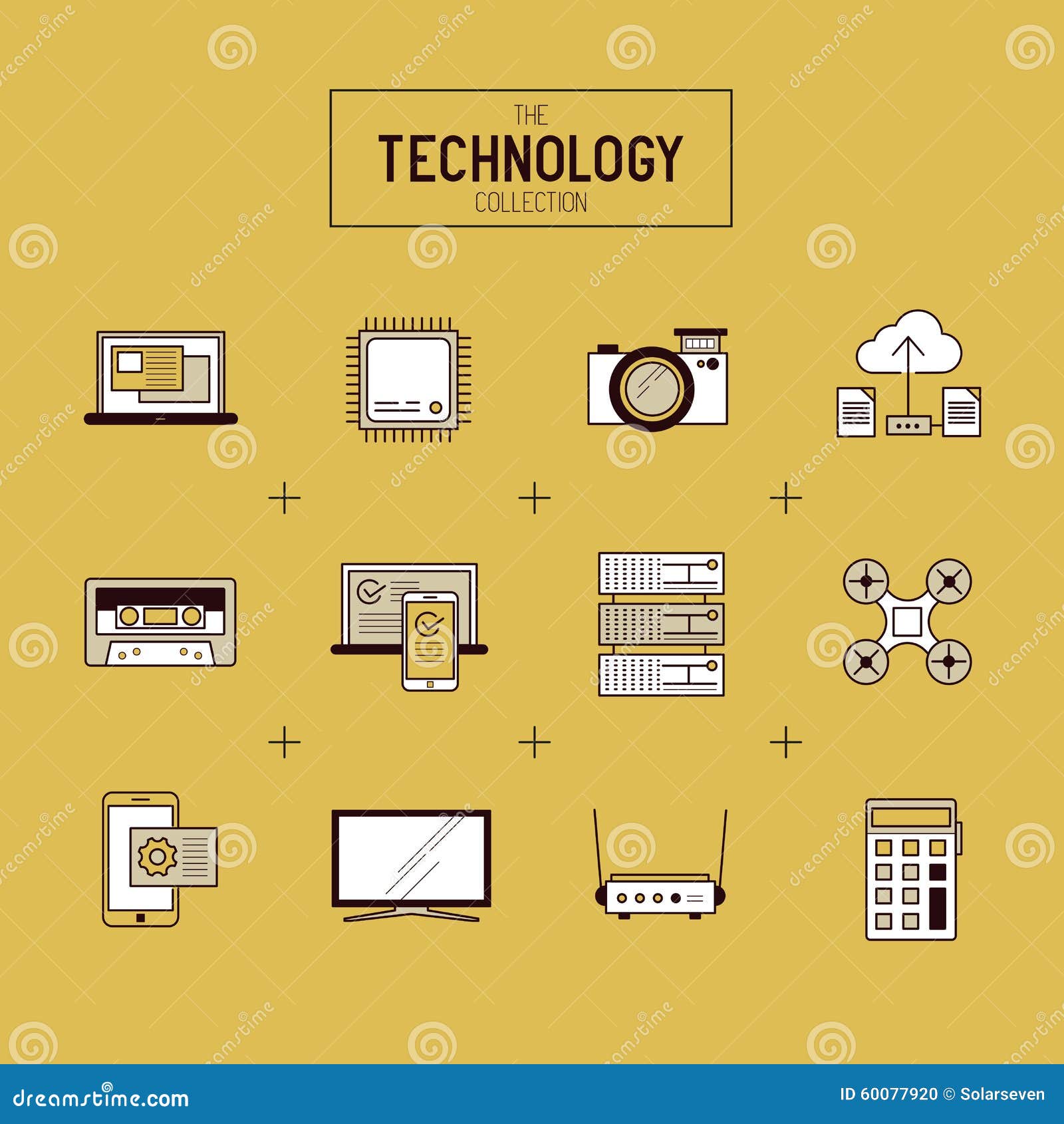 Technology Vector Icon Set stock vector. Illustration of data - 60077920