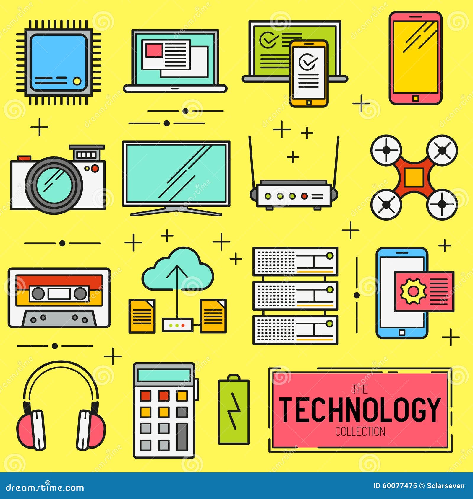 Technology Vector Icon Set stock vector. Illustration of processor ...