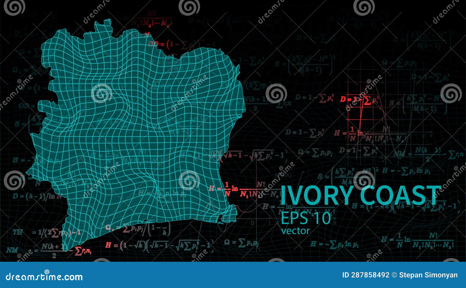 Technology Vector Map of Ivory Coast, Connection Futuristic Modern ...