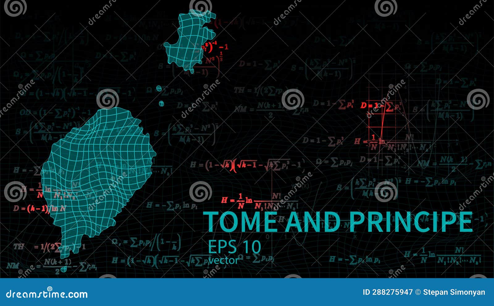 Technology Vector Map of Tome and Principe, Connection Futuristic ...