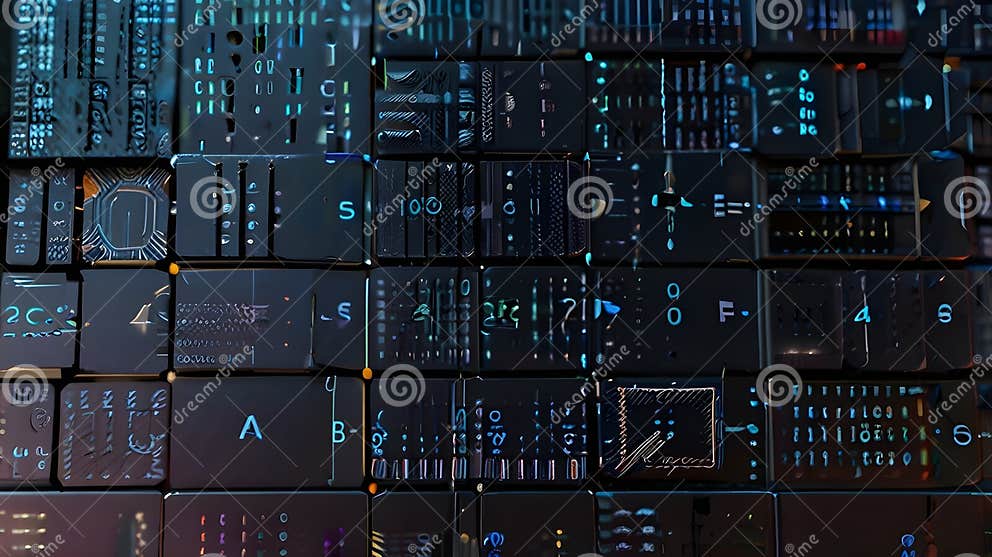 Technology Virtual Reality Blockchain Neon Cube Data Stream Background ...