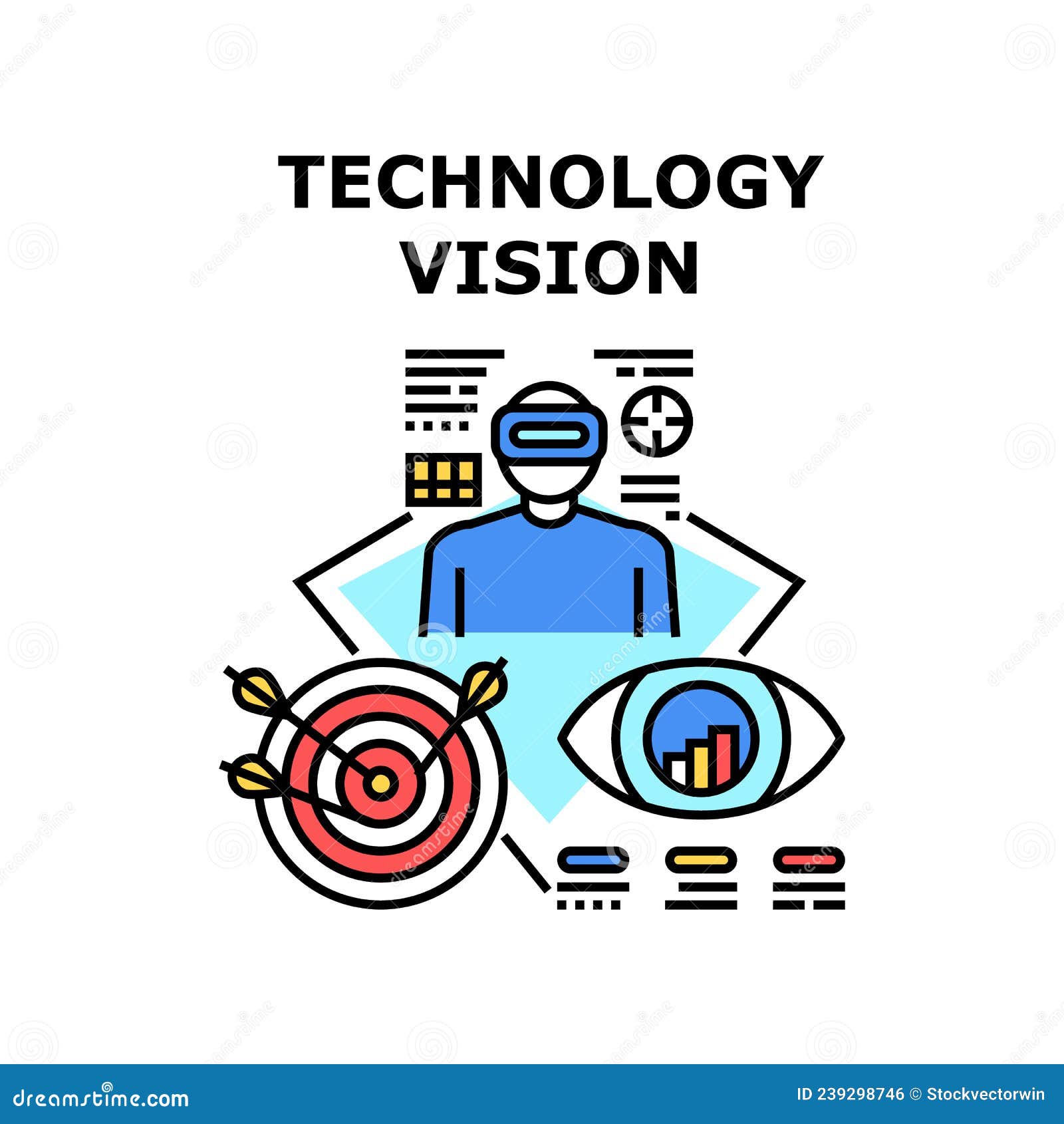 Technology Vision Icon Vector Illustration Stock Vector - Illustration ...