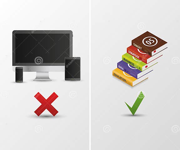 Technology Vs Books. Vector Illustration Stock Illustration ...