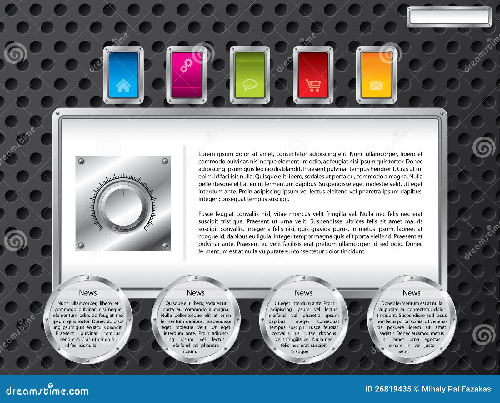 Technology Web Template with Color Buttons Stock Vector - Illustration ...