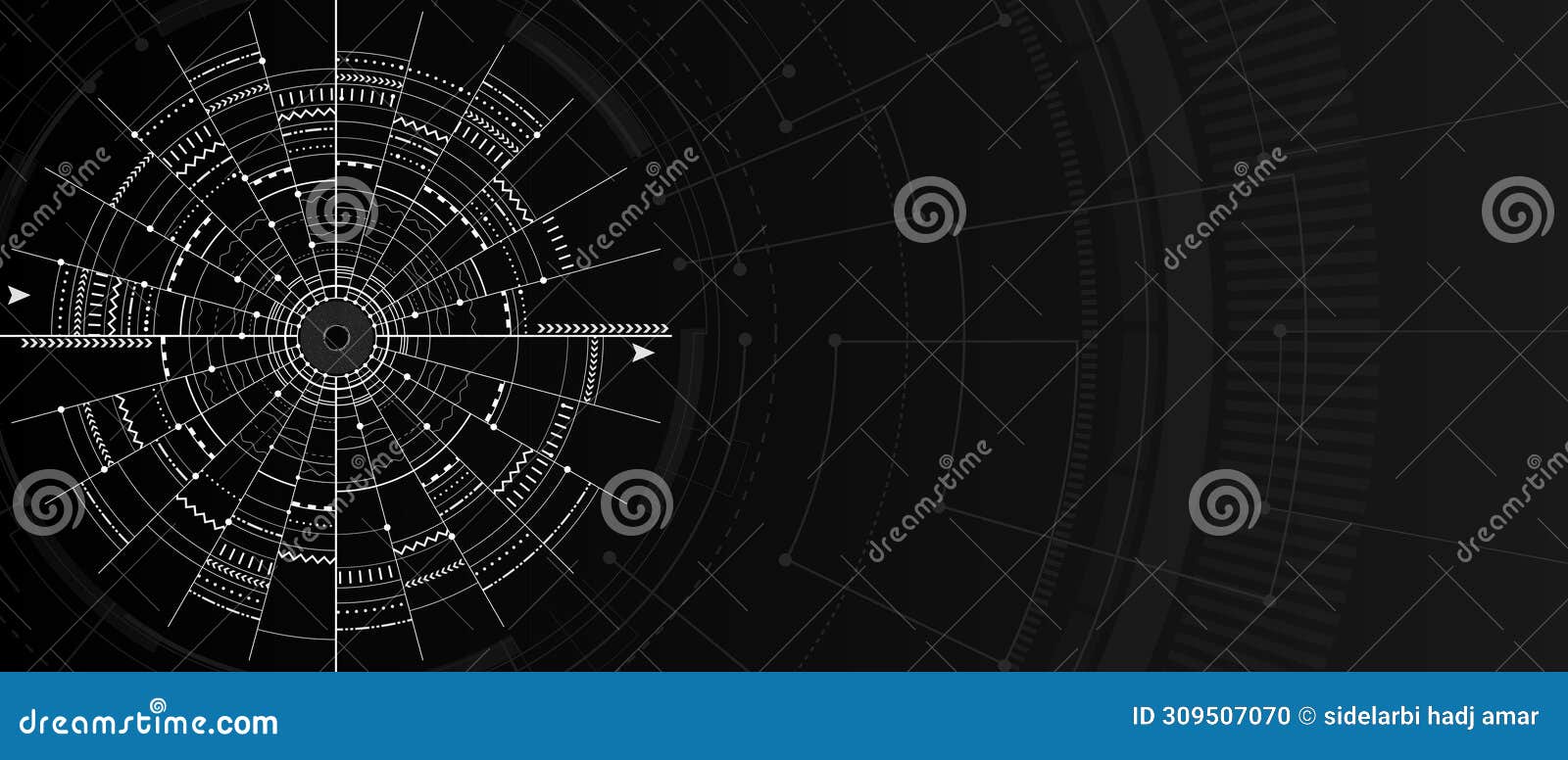 Technology White Line Silhouette on Black Abstract Background Stock ...