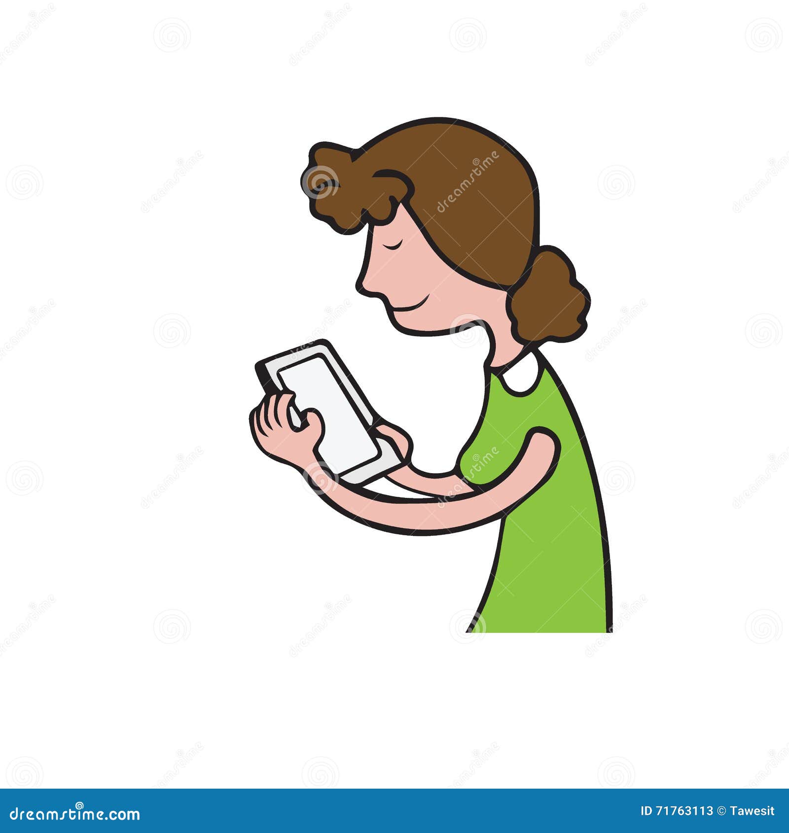 Technology Woman Using Smartphone Cartoon Stock Vector - Illustration ...