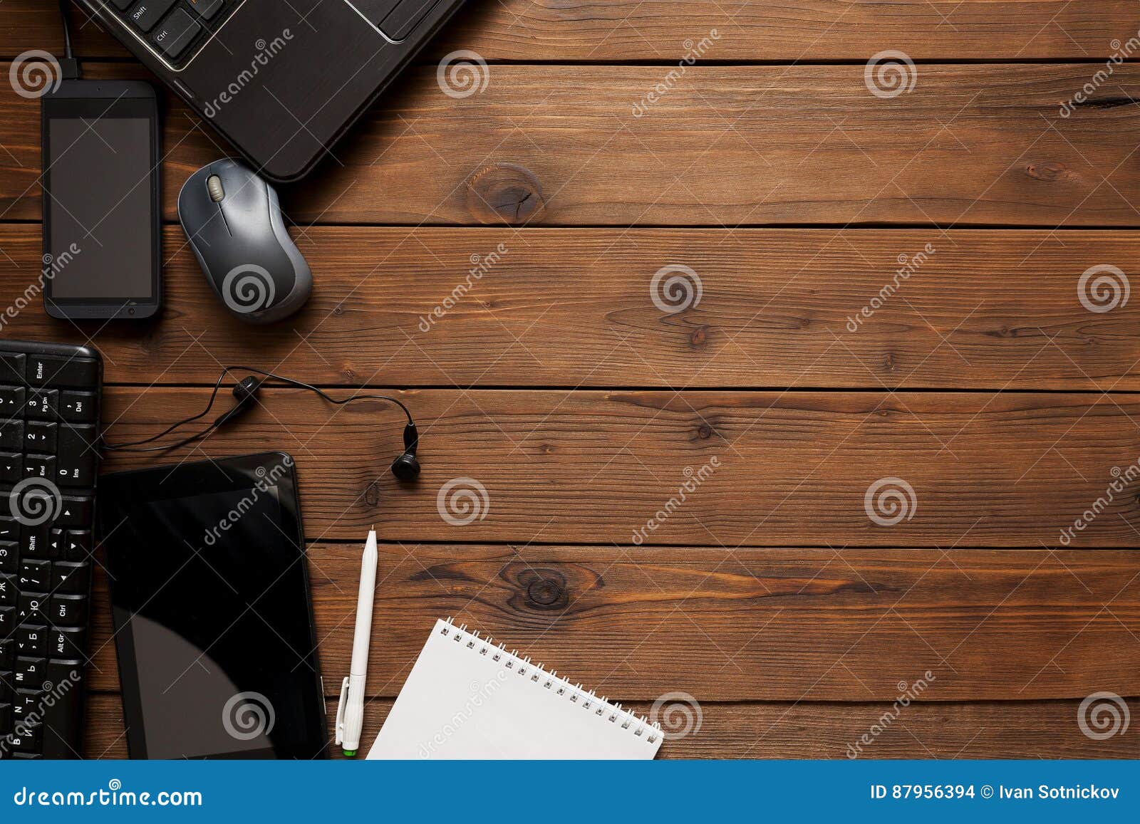 Technology on Wooden Background Stock Photo - Image of phone, lying ...