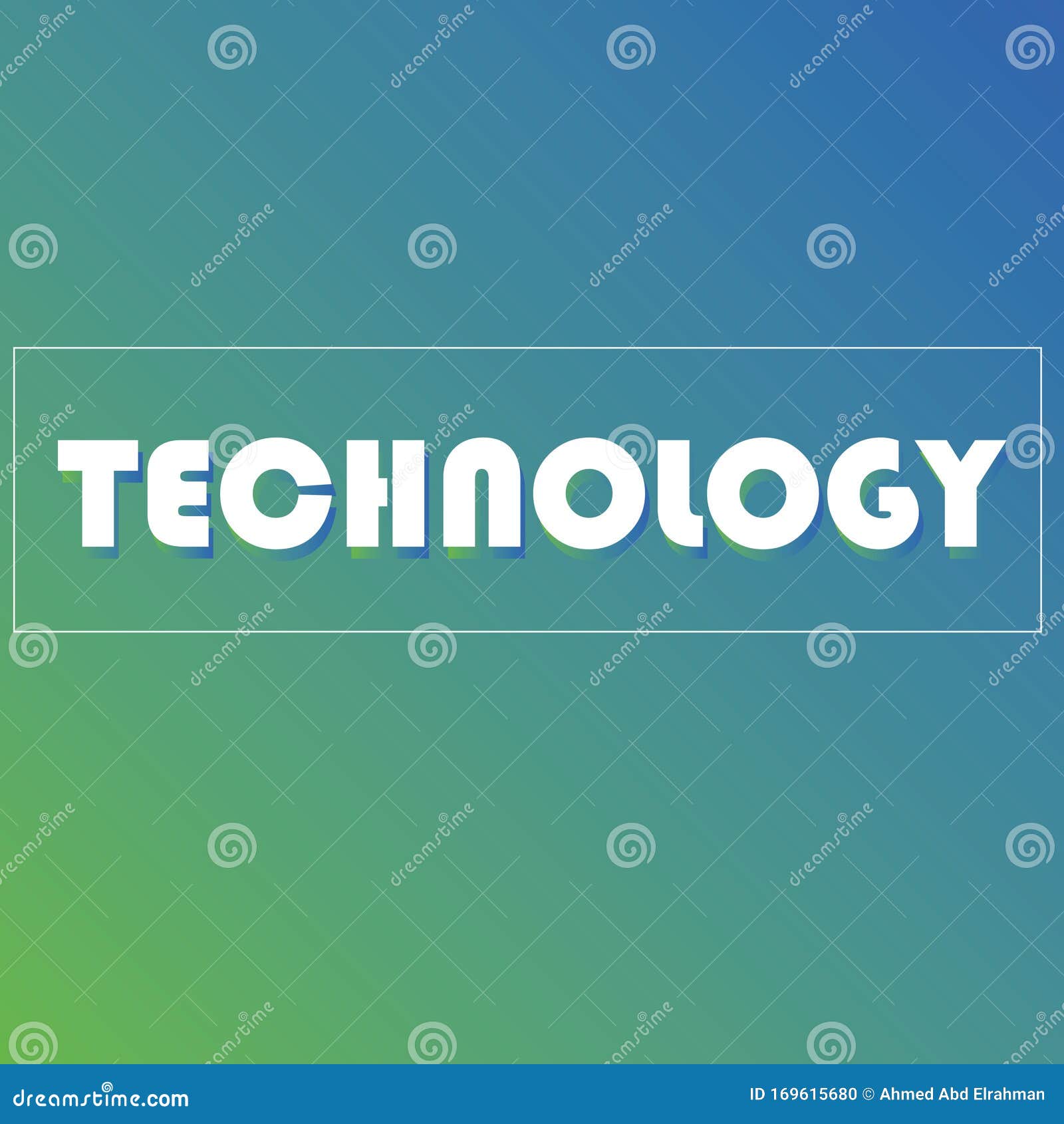 Technology Word Blue Green Vector Background Design Stock Illustration ...