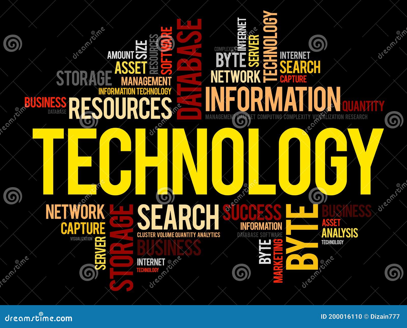 Technology Word Cloud Collage Stock Illustration - Illustration of data ...