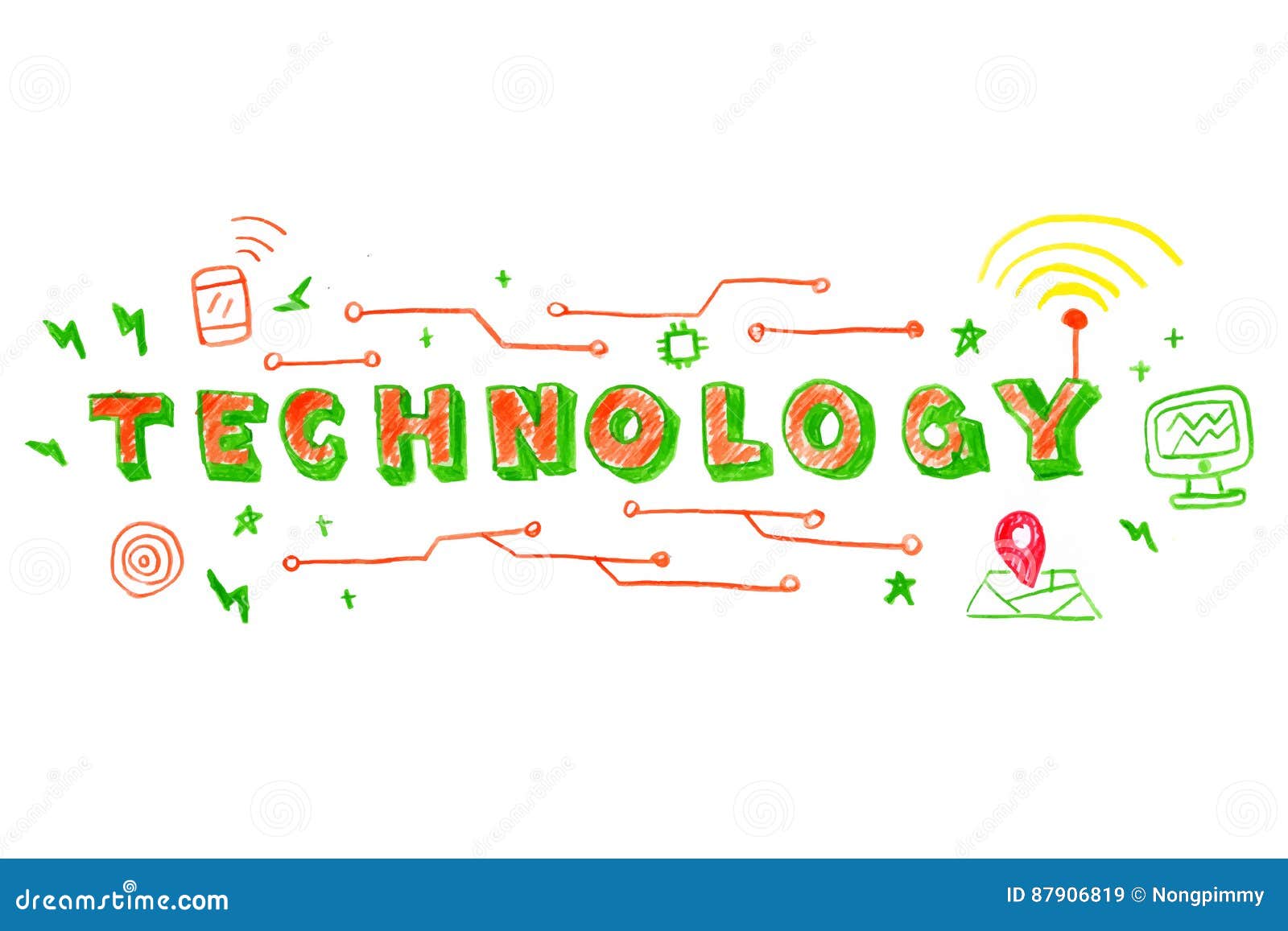 Technology Word Illustration Cartoon Vector | CartoonDealer.com #87906819