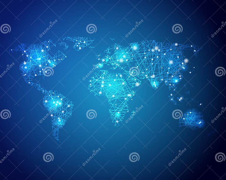 Technology world map stock vector. Illustration of countries - 55993288
