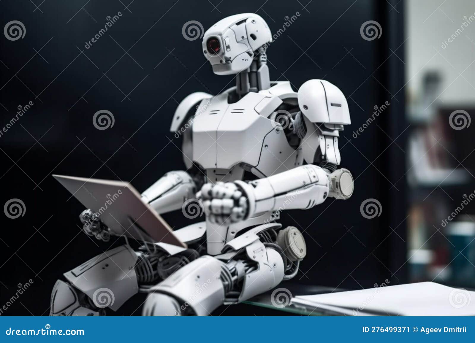 Hand Robot Laptop Ai Paper Document Artificial Office Technology ...