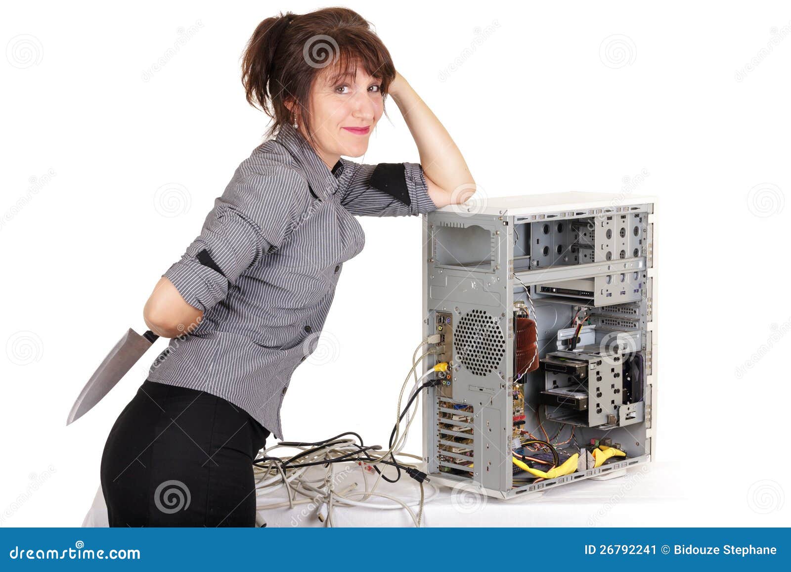 Technophobe woman stock image. Image of hysteria, office - 26792241
