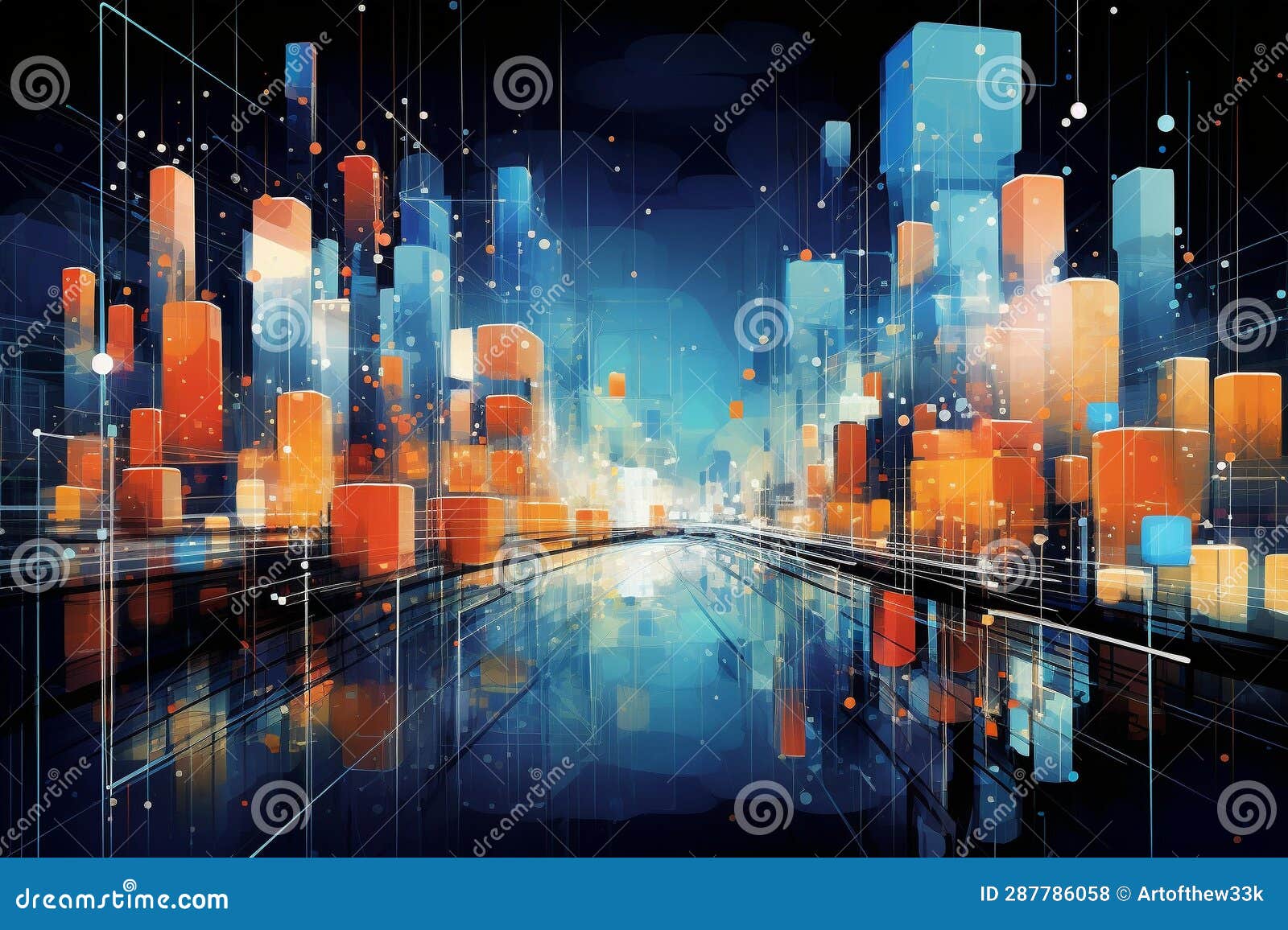 TechnoScape: Abstract Network of Communication Stock Illustration ...